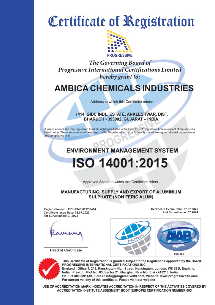 Certificates – Ambica Chemicals Industries